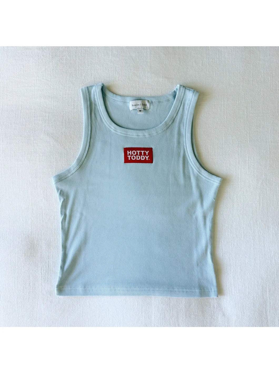 The Alli Ribbed Tank Hotty Toddy Woven Label | Light Blue – Ultimate ...