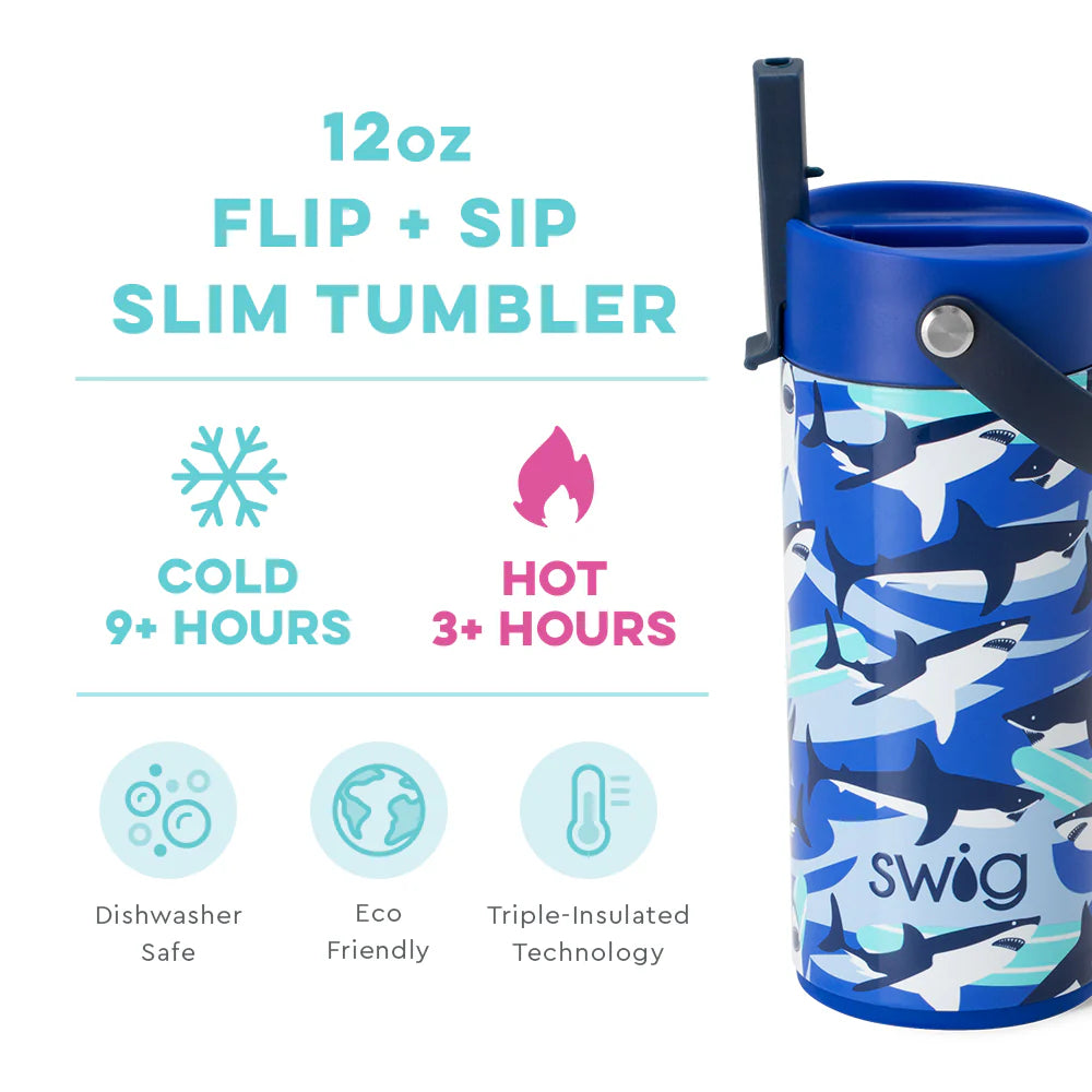 Shark Fin Flip + Sip Slim Tumbler (12oz) – Ultimate Gifts MS